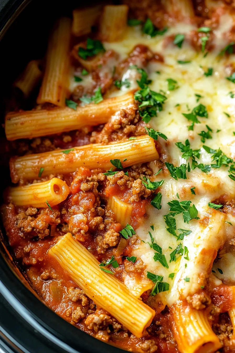 Irresistible Slow Cooker Baked Ziti