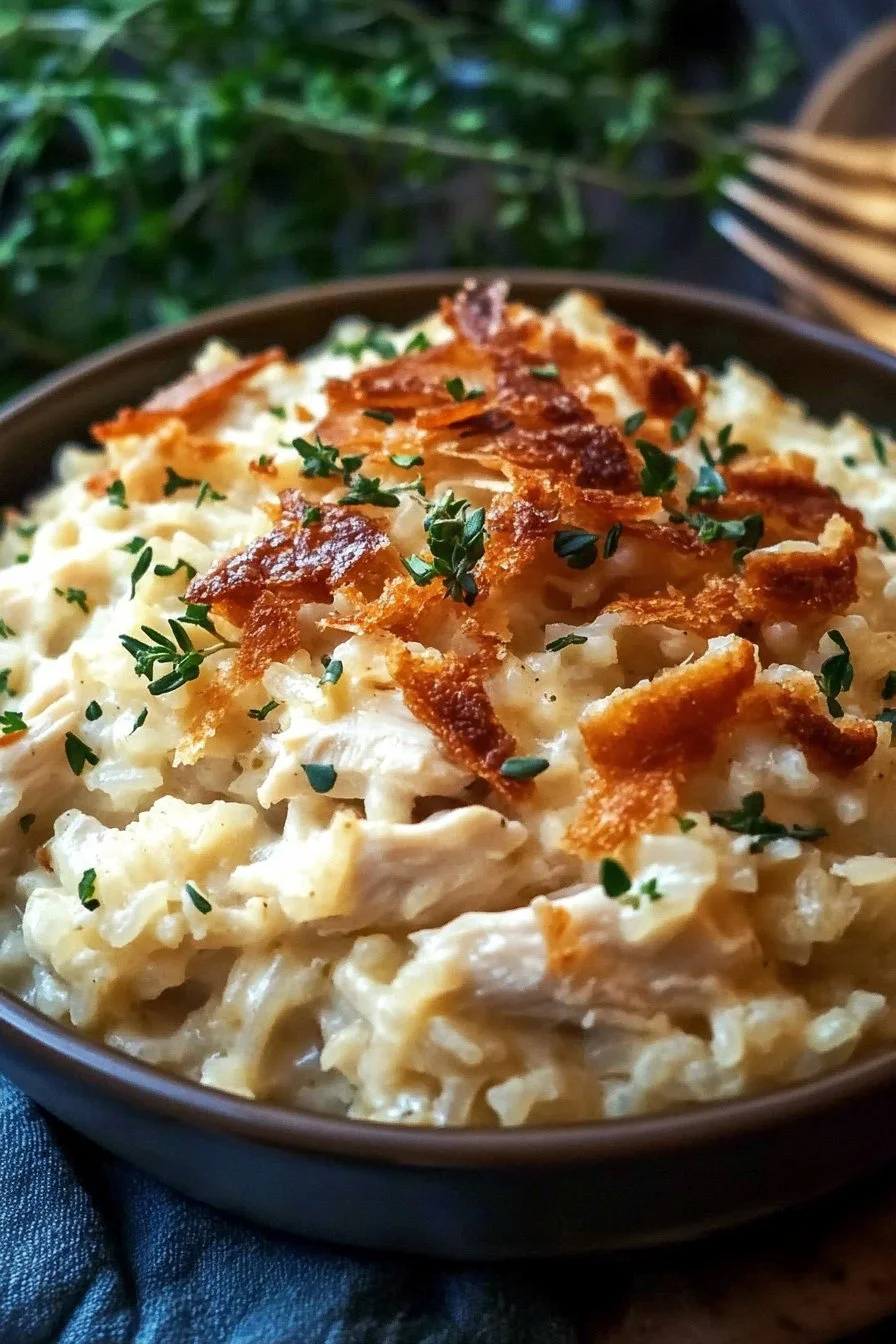 Irresistible Chicken Alfredo Rice Casserole